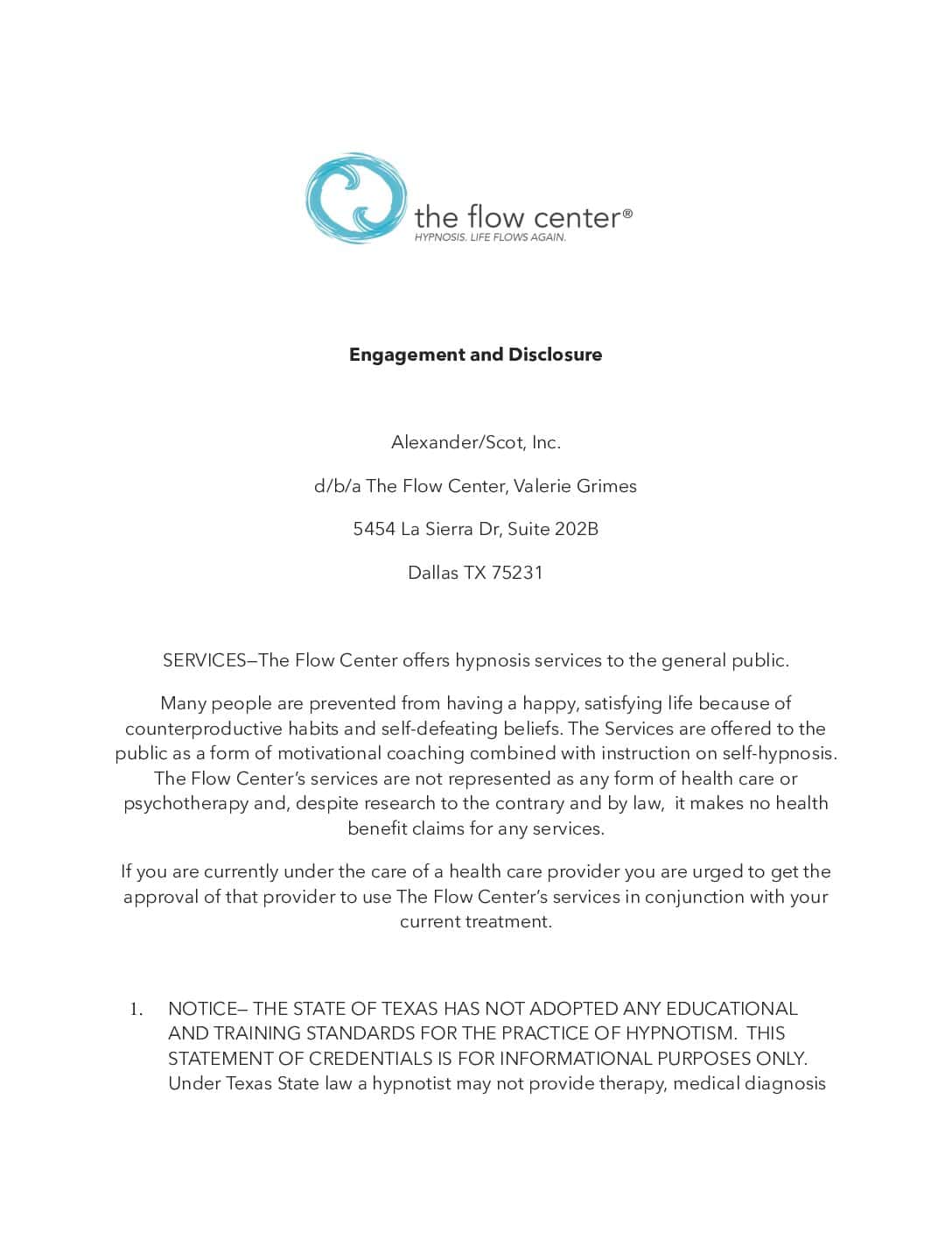 disclosure and engagement | The Flow Center